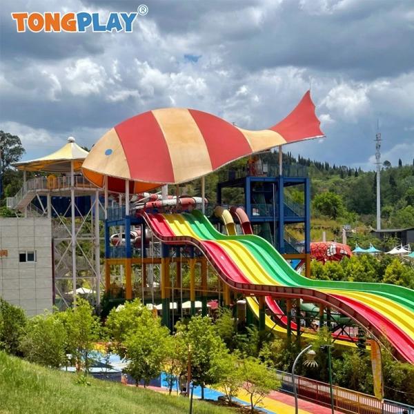 Quality Colorful Family Raft Water Slide ODM Water Amusement Park Equipment for sale