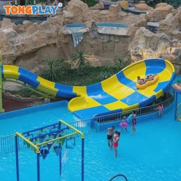 Quality 100sqm 200sqm Fiber Glass Pool Slide U Shaped Slalom Water Slide for sale