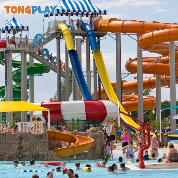 Quality Two Color Spiral Water Slide Eco Friendly Spiral Pool Slide for sale