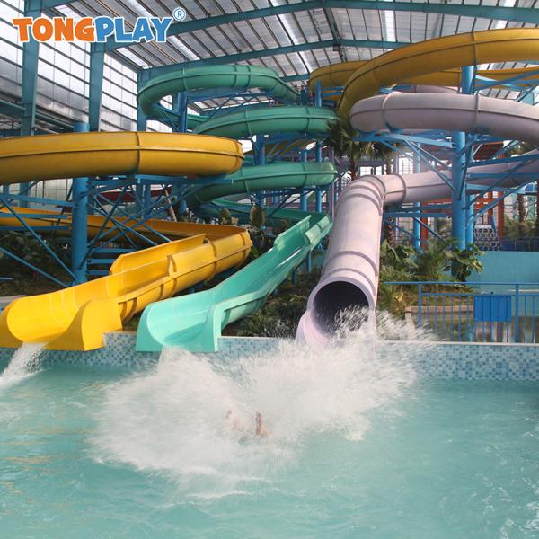 Quality Two Color Spiral Water Slide Eco Friendly Spiral Pool Slide for sale