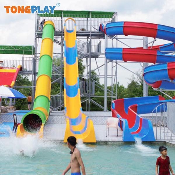 Quality Double Curve Water Slide Plastic Fiberglass Action Park Water Slide for sale