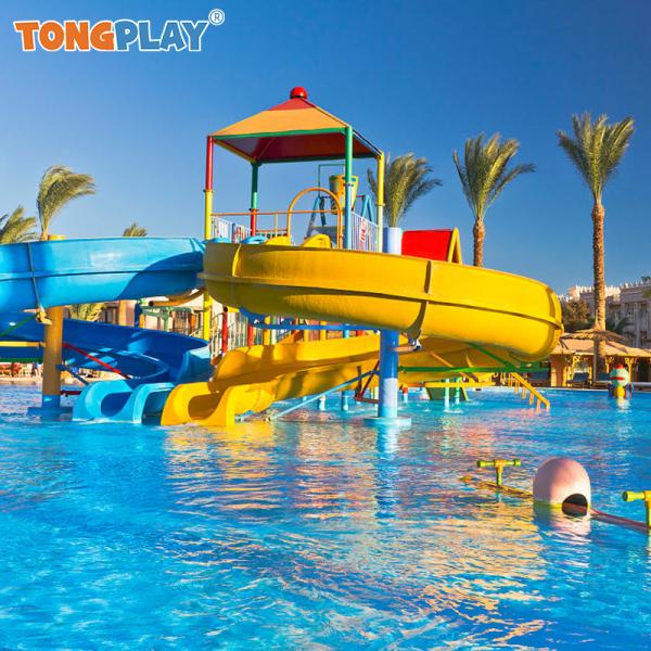 Quality Double Curve Water Slide Plastic Fiberglass Action Park Water Slide for sale