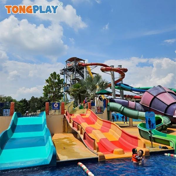 Quality Summer Fibreglass Pool Slide 200m2 Amusement Park Water Slide Outdoor Entertainm for sale
