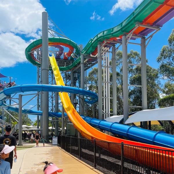 Quality 370sqm-465sqm Water Tube Slide Big Speaker Fiberglass Water Slide for sale