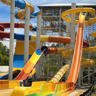 China Customized Fiberglass Water Slide Colorful Playground Slide Into Pool For Exciting for sale