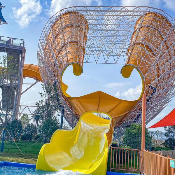 Quality Hotel Playground Pool Slide Macaron Color Fiberglass Pool Slide for sale