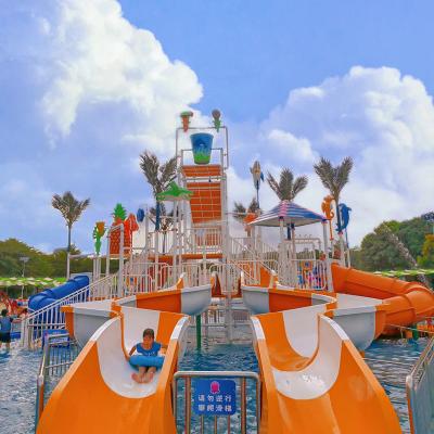 China Large Spiral Pool Slide Fiberglass Spiral Waterslide Multi Slide Combination for sale