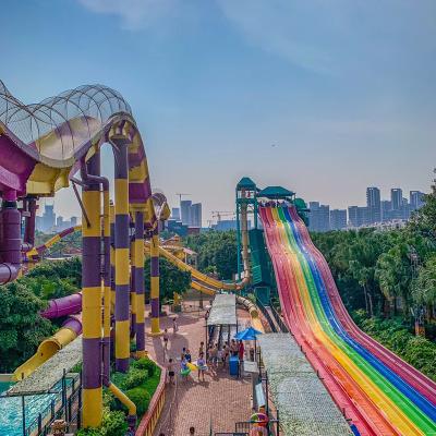China Commercial Water Park Equipment Factory Wholesale Price Swimming Pool Fiberglass rainbow Racing Slide for Sale for sale