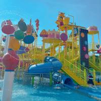 Quality 400m2 Fiberglass Waterslides Amusement Park Water Slide Customized for sale