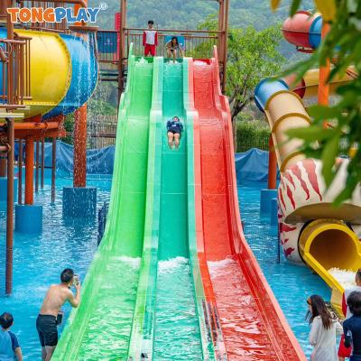 China Adult Outdoor Water Slides From China Factory Multiple Aquatic Straight Slides for Water Parks-Fiberglass Plastic Design for sale