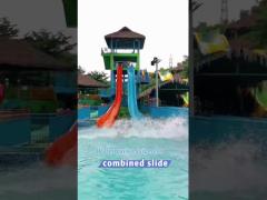 Water Playground Wave Shape Attractions Fiberglass Freefall Racing Rainbow Water Slide for Adult and Teenager