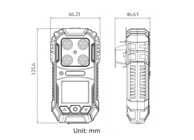 MS104K Portable Gas Detector front view showing display and controls