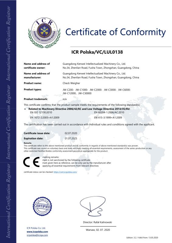 CE - Guangdong Kenwei Intellectualized Machinery Co., Ltd.