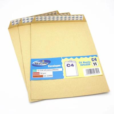 China Custom Logo Kraft Paper Envelope Double-Sided Tape Sealing For Gift Packaging for sale