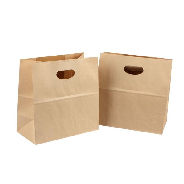 Quality Recycled Kraft Paper Bag Eco Friendly Kraft Bags Brown With Die Cut Handle for sale