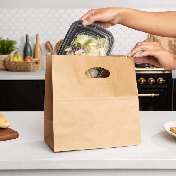 Quality Recycled Kraft Paper Bag Eco Friendly Kraft Bags Brown With Die Cut Handle for sale