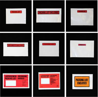 China Adhesive Packing List Envelope Transparent Shipping Label Pouch For Mailing And Express Shipping for sale
