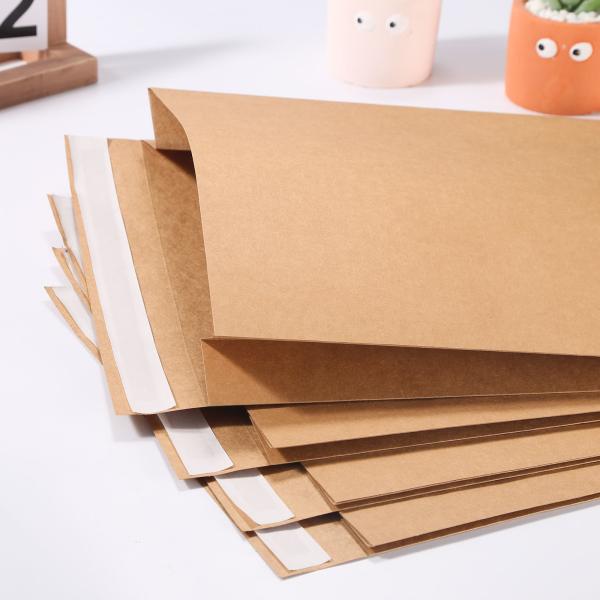 Quality Large Kraft Paper Bag Peel And Seal Kraft Mailer Bags Expandable With Side for sale