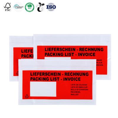 China Tear Resistant Packing List Envelope Red Packing Slip Pouches Biodegradable for sale