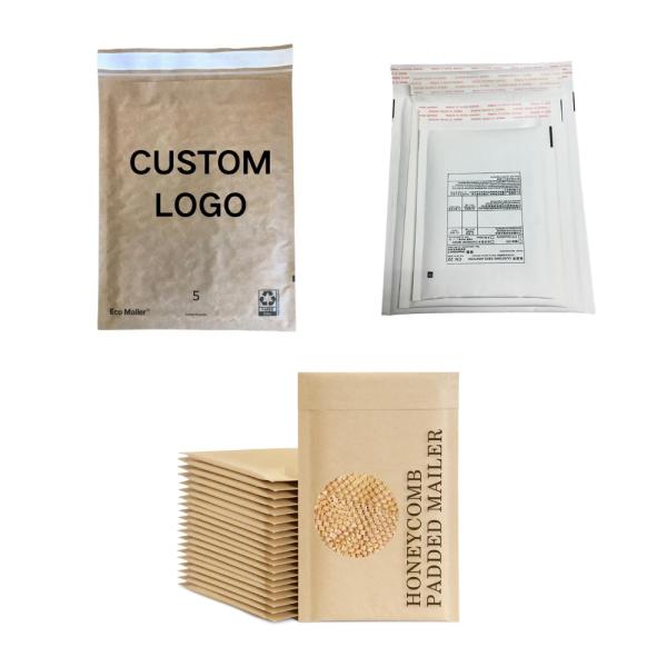 Quality Custom Logo Printed Padded Mailer Envelopes Compostable Padded Kraft Mailer Eco Friendly for sale