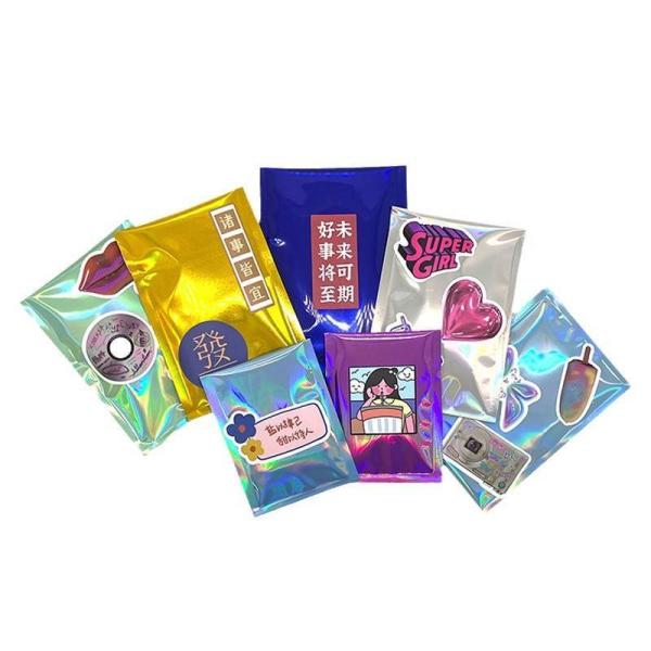 Quality Silver Custom Poly Mailer Bags Customized Holographic Foil Bags Recyclable for sale