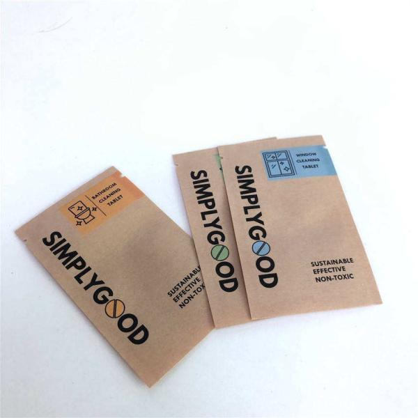 Quality Three Side Sealed Kraft Paper Bag Customized Small Brown Paper Bags Biodegradable For Cleaning Tablet for sale