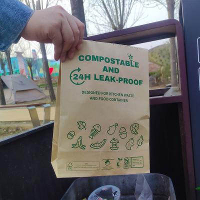 China Biodegradable Disposable Brown Paper Bags Custom Printed Compostable Brown Paper Bags Waterproof for sale