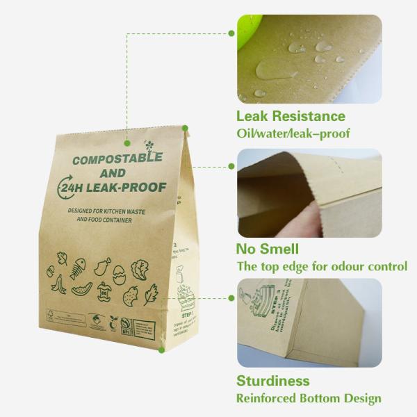 Quality Biodegradable Disposable Brown Paper Bags Custom Printed Compostable Brown Paper for sale