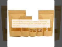 Wholesale Self-Supporting Ziplock Kraft Paper Bag With Window Thickening Food Kraft Paper Zipper Bag Packaging