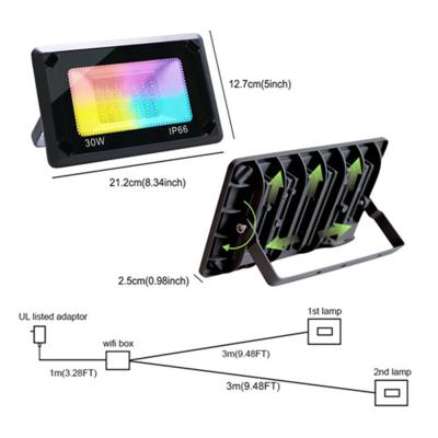 China Smart Flood Light RGBCW Outdoor Stage Landscape Lighting Backyard Secure Lights Floodlights 2 Packs for sale