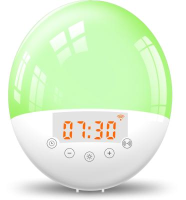 China Wake Up Light Alarm Clock with Sunrise Simulation and 7 Colors Night Light for sale