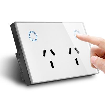 China Smart WiFi Socket AU US Standard Wall Socket Glass Panel Touch Power Point SAA 10A for sale