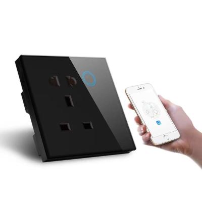 China UK Standard WiFi Smart Wall Socket Double Plug Touch Glass Panel with CE Certificate for sale