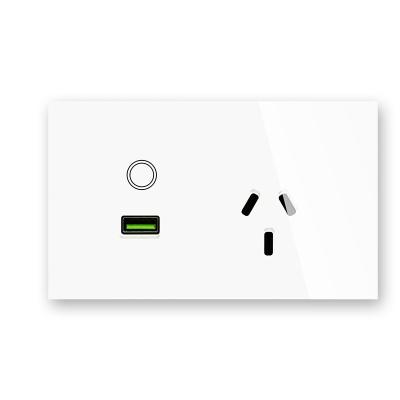 China SAA Approval Smart Home Automation Electrical Socket Outlet Power Point White Crystal Glass 10a Usb Wall Switch for sale