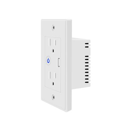 China Glomarket Usb Wall Outlet White High Speed Usb Charger Electrical Outlet 10A/120V Receptacle With Google&Alexa for sale