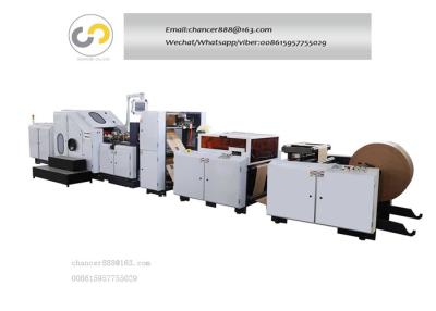 China Roll feeding square bottom bread paper bag making machine with PP window, pp pouch bag for sale