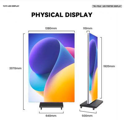 China Ultra-Thin HD Three-Fold Standing LED Poster Screen and GOB LED Display for Indoor Use for sale