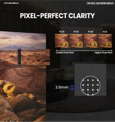 China Ultra-Thin HD Three-Fold Standing LED Poster Screen and GOB LED Display for Indoor Use for sale