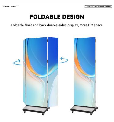 China Ultra-Thin HD Three-Fold Standing LED Poster Screen and GOB LED Display for Indoor Use for sale