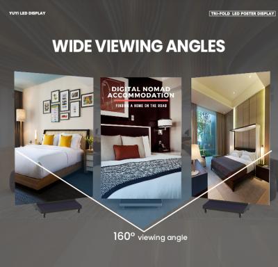 China P1.25 Three-fold LED Poster Screen Energy Saving Foldable LED Poster Panel Ultra-Thin Portable Tri-Fold LED Poster Screen for sale