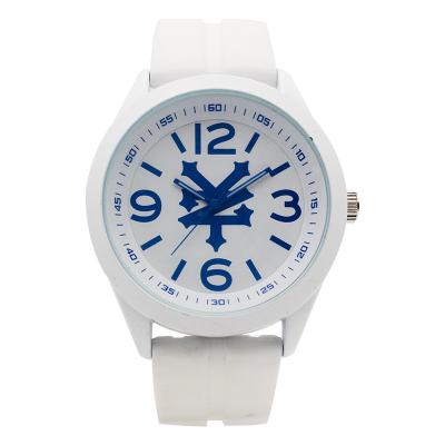 China White Silicone Bracelet Watch Waterproof Alloy Case With Blue Up for sale