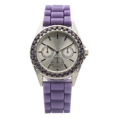 China Customize Purple Silicone Digital Watch With Stone Of Fashion for sale