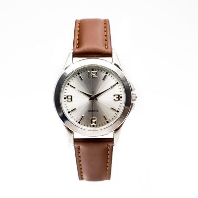 China Daily Use Brown Leather Strap Watches Gold Palting Alloy Case for sale