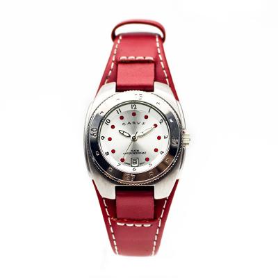 China Unique design water resistent rotatable bezel slim soft Leather Strap japan movement personality fashion Watches for sale