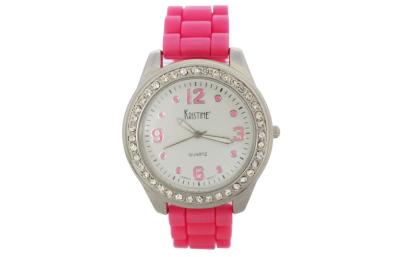 China waterproof Lady Silicone analogue Watch With Pink Silicone Band And Number for sale