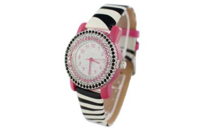 China Zebra Leather Strap Waterproof Quartz Watch Water Resistant Girls Automatic Watch for sale