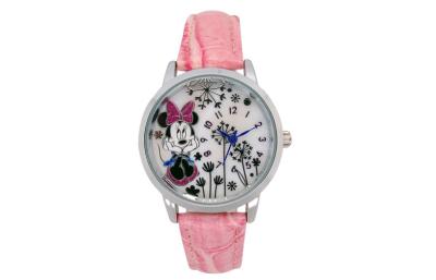 China Fashion Pink Nice Leather Strap Watches 22mm For Women , Alloy Bezel for sale