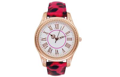 China Leopard Wide Leather Band Wrist Watch Waterproof Unisex Buckle Watch for sale