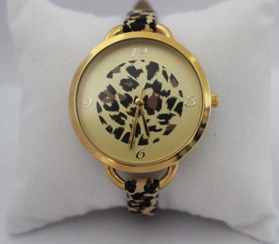 China Ladies Leopard Leather Strap Watches Stylish Women Dress Watch With Gold Face for sale