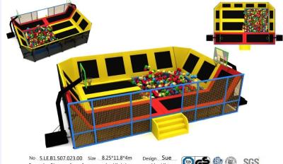 China 97M2 Chinese Indoor Kids& Adults Trampoline with Foam Pit/ Basketball Game Funny Uumping Bed for sale